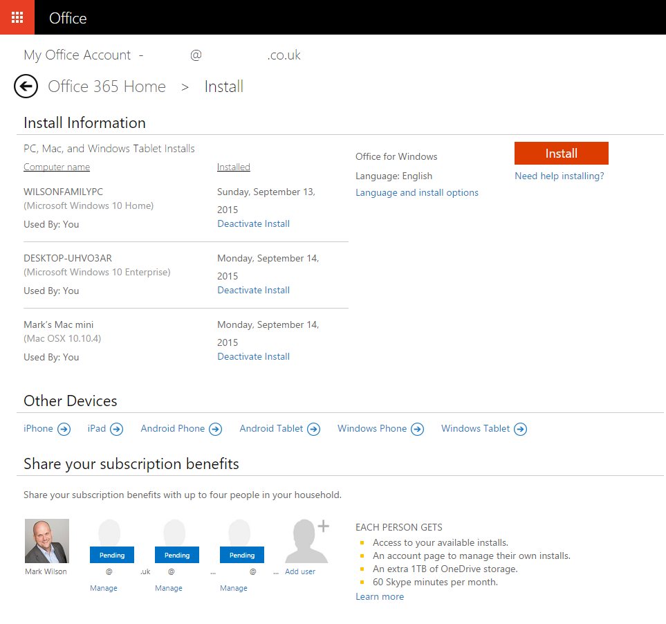 Microsoft Office 365 Home: Office on up to 5 PCs/Macs, 5 tablets and 5 ...